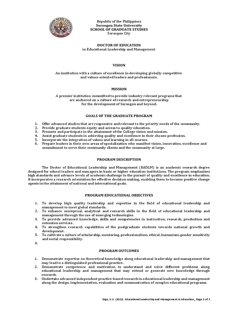 Sample Syllabus For Educational Leadership and Management | PDF ...