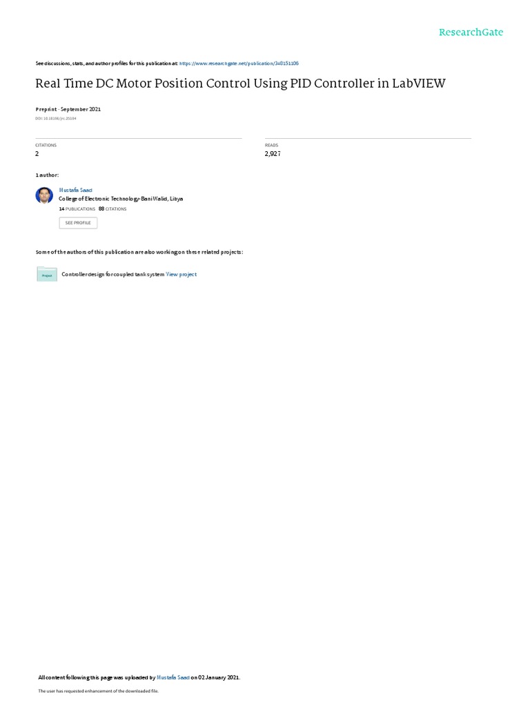Real Time DC Motor Position Control Using Pid Controller in Labview ...
