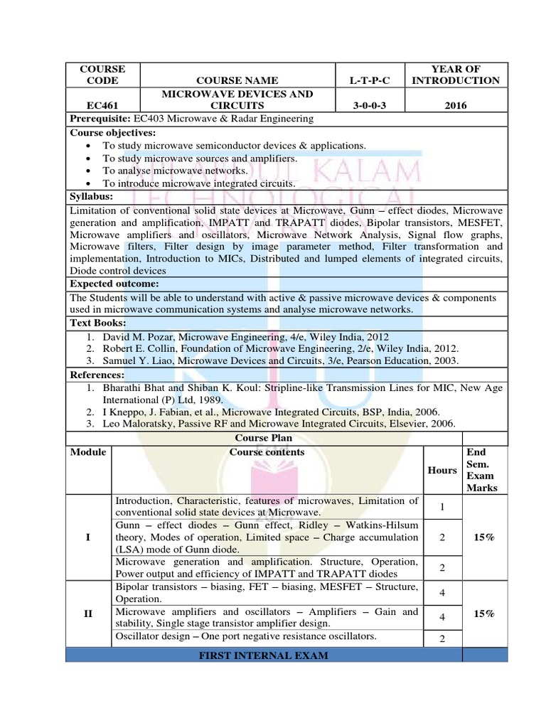 Microwave Devices and Circuits Overview | PDF | Amplifier | Microwave