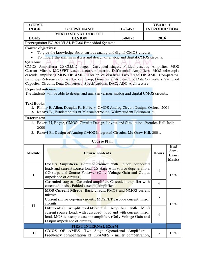 EC462 Mixed Signal Circuit Design | PDF | Amplifier | Operational Amplifier