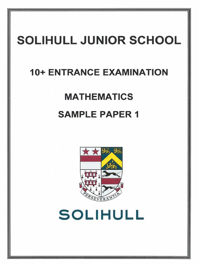 10 Plus Solihull Maths Sample Paper 1 | PDF