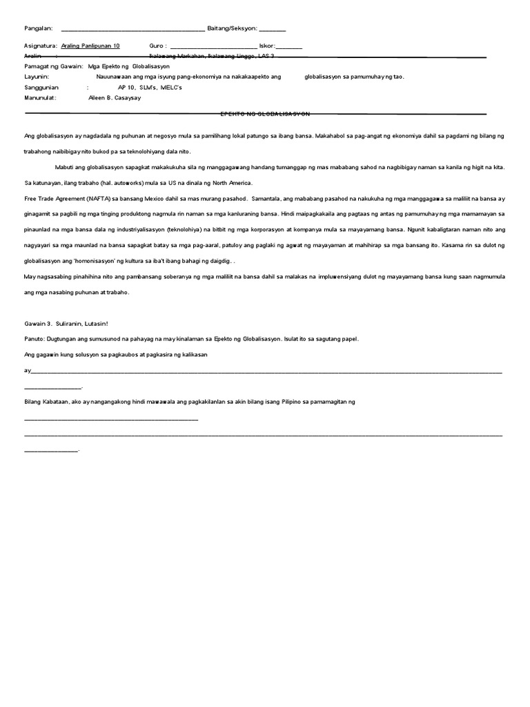 Ap10 Q2 W2 Las3 | PDF