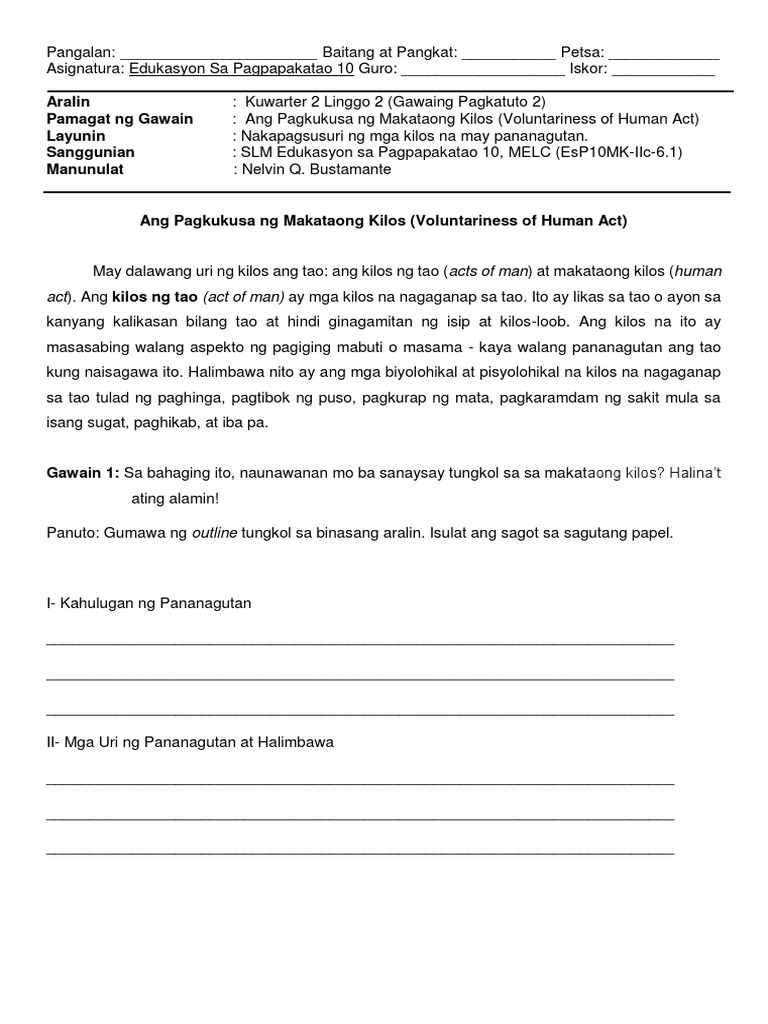 Esp 10 - Q2 - Week2 - Las2 | PDF