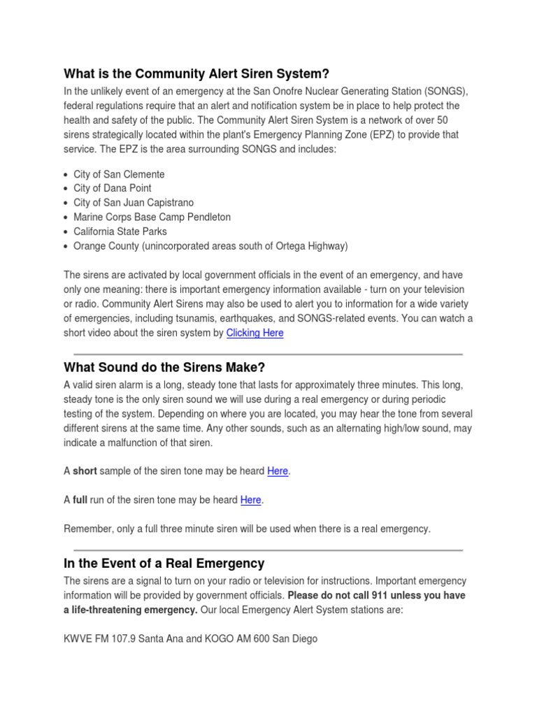 What Is The Community Alert Siren System?: Clicking Here | PDF | Safety