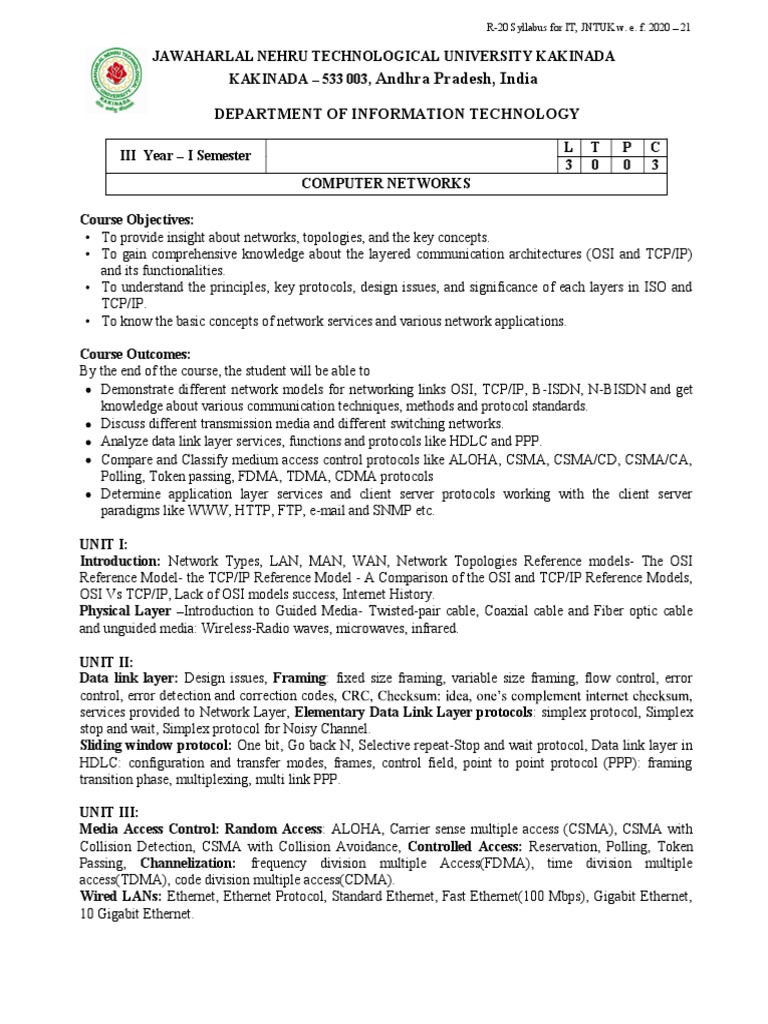 Computer Network Syllabus | PDF | Computer Network | Osi Model