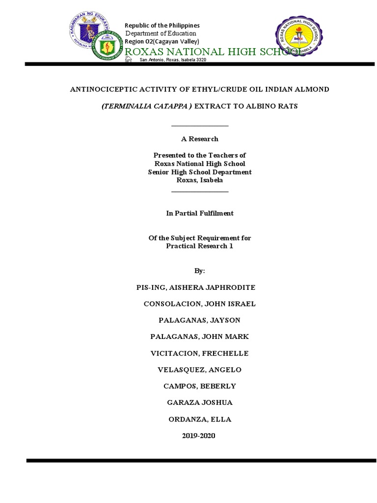 Antinociceptic Activity of Talisay Extract | PDF | Filtration ...