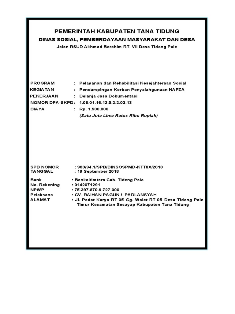 SPJ Dokumentasi Rehab | PDF