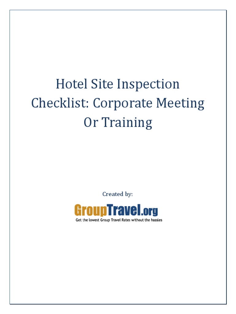 Hotel Site Inspection Checklist: Corporate Meeting or Training | PDF ...