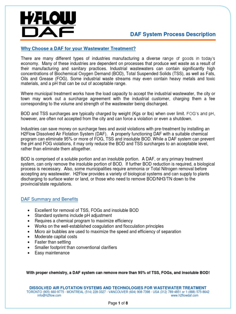 Industrial Wastewater DAF Solutions | PDF | Sewage Treatment | Chemistry