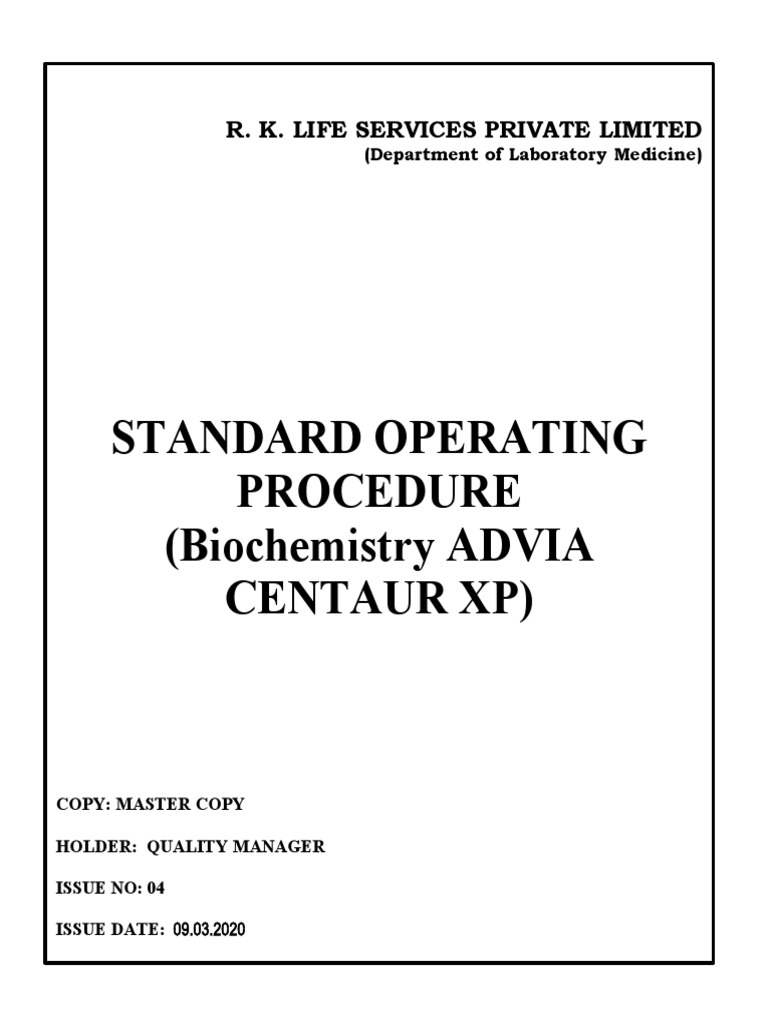 SOP-Advia Centaur XP | Download Free PDF | Thyroid Stimulating Hormone ...