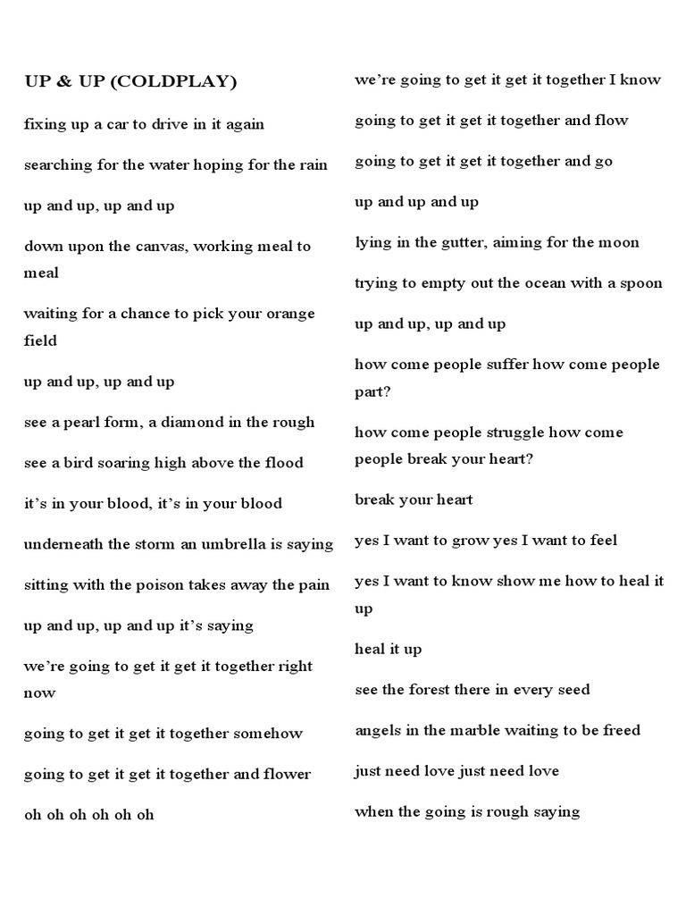 Up & Up Lyric | PDF