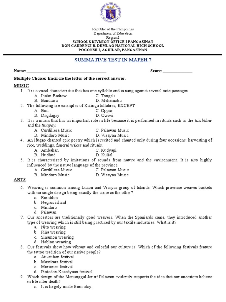 2ND Summative Test 2020 | PDF | Essays