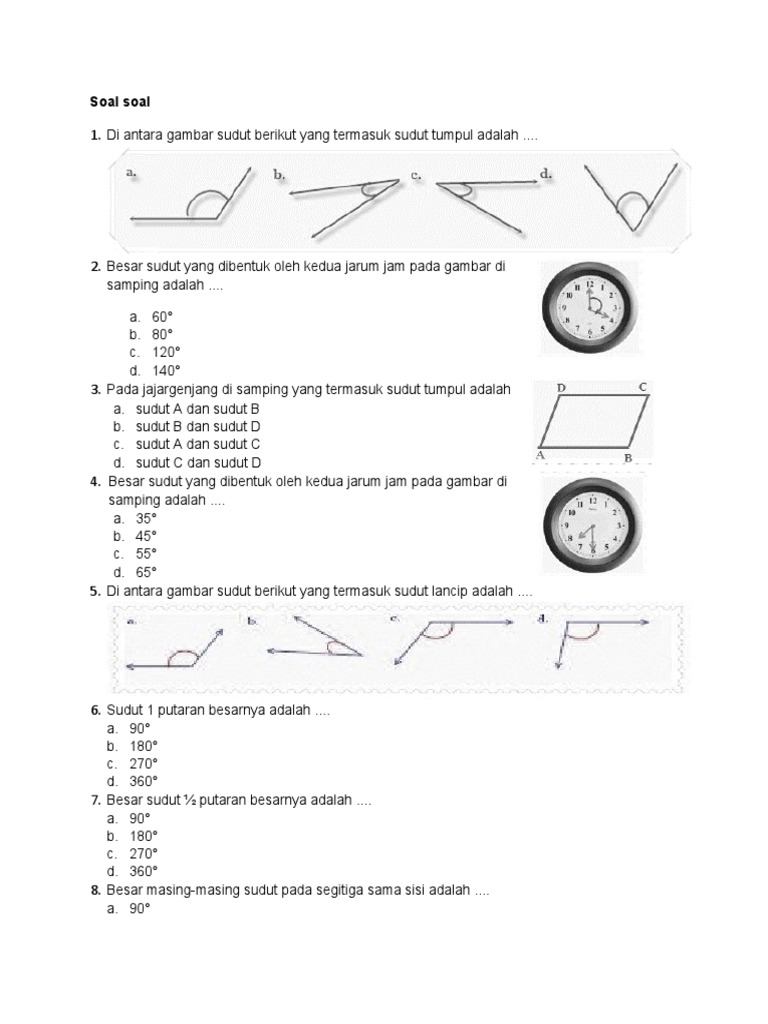 Soal Sudut untuk Kelas 5 dan 6 SD | PDF