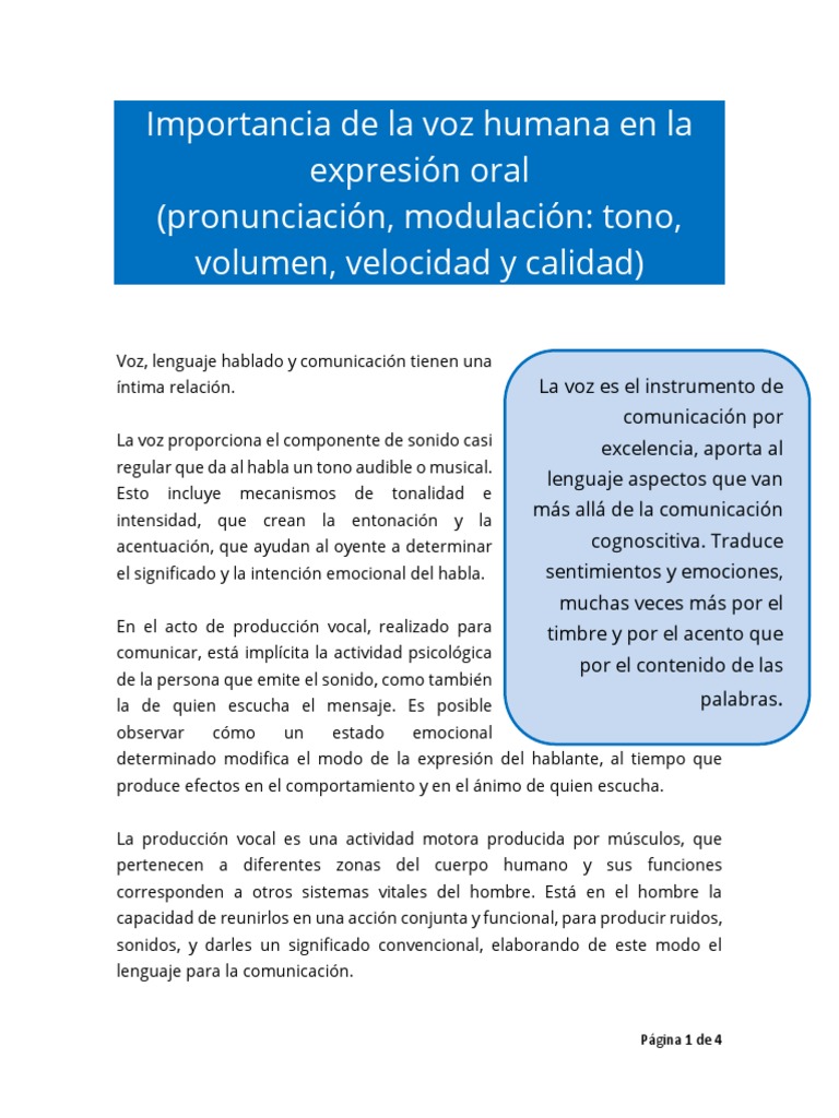 Importancia de La Voz en La Comunicación | PDF | Sonido | Comunicación