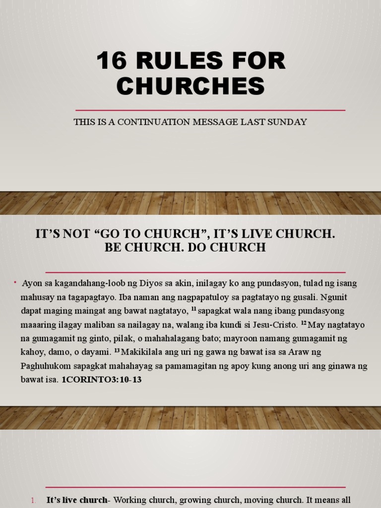 16 Rules For Churches. March13, 2022 | PDF