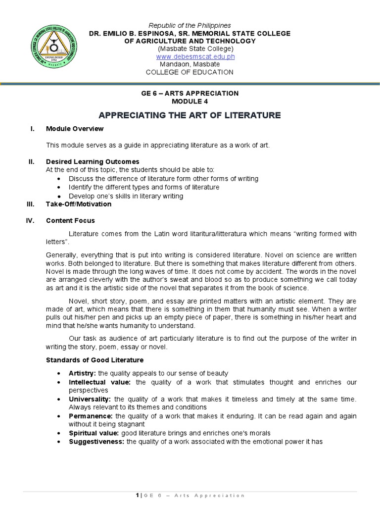 GE 6 Module 4 | PDF | Poetry GE 6 Module 4 | PDF | Poetry