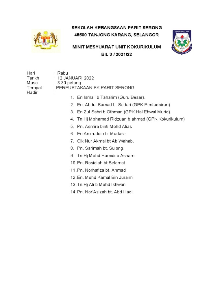 Minit Mesy Koko Bil-3 2021 SKPS | PDF