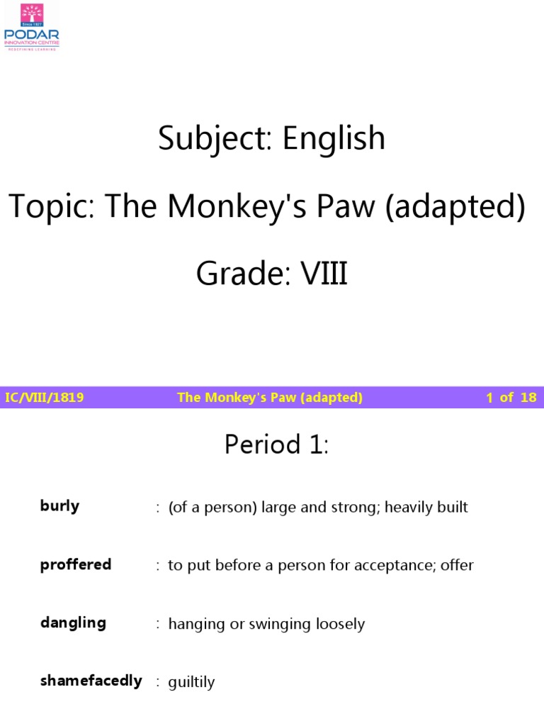 ICSE VIII Eng The Monkey S Paw | PDF