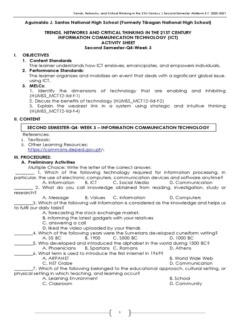 Trends, Networks, and Critical Thinking in The 21st Century - Second ...