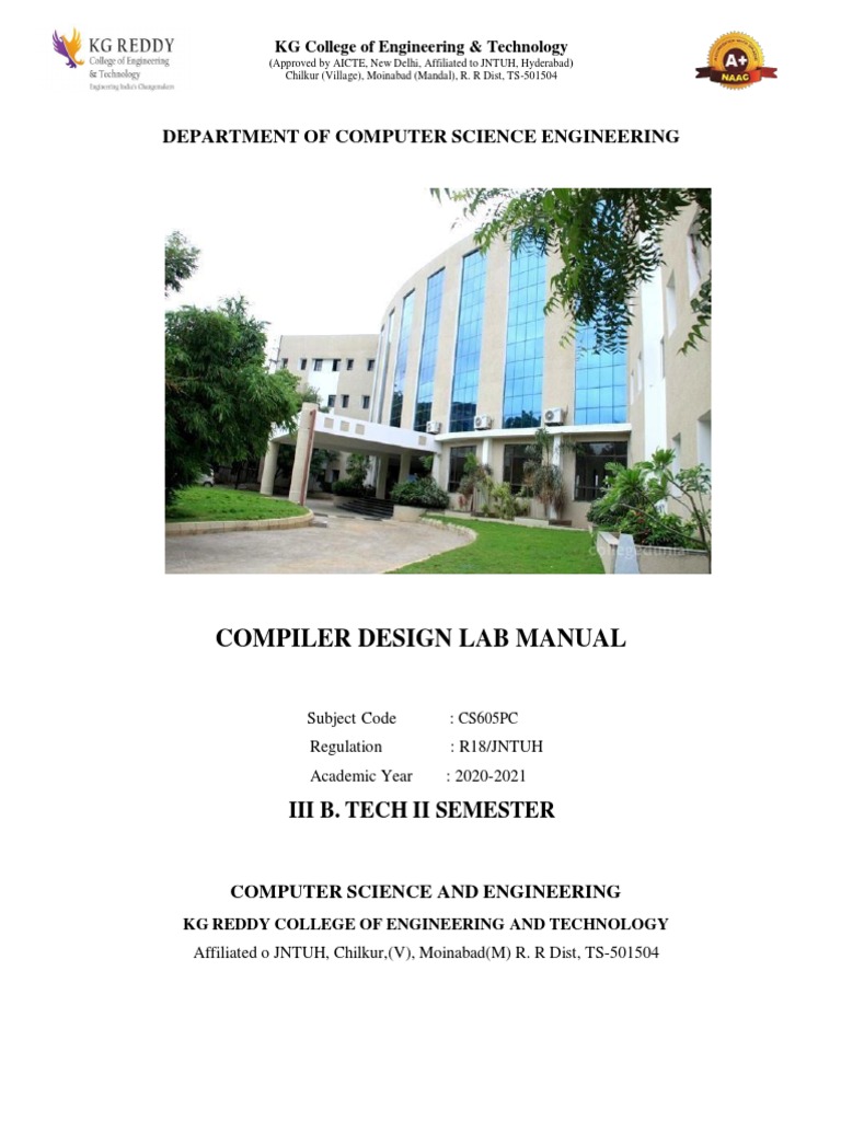 Compiler Design Lab Manual: Department of Computer Science Engineering | Download Free PDF ...