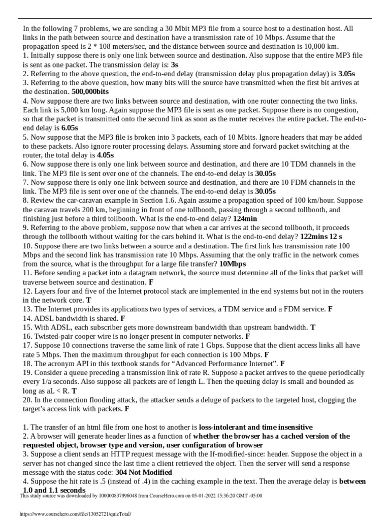 Quiz Total | PDF | Transmission Control Protocol | Computer Network