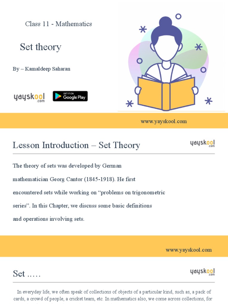 Class 11 - Mathematics: Set Theory | PDF | Set (Mathematics) | Numbers