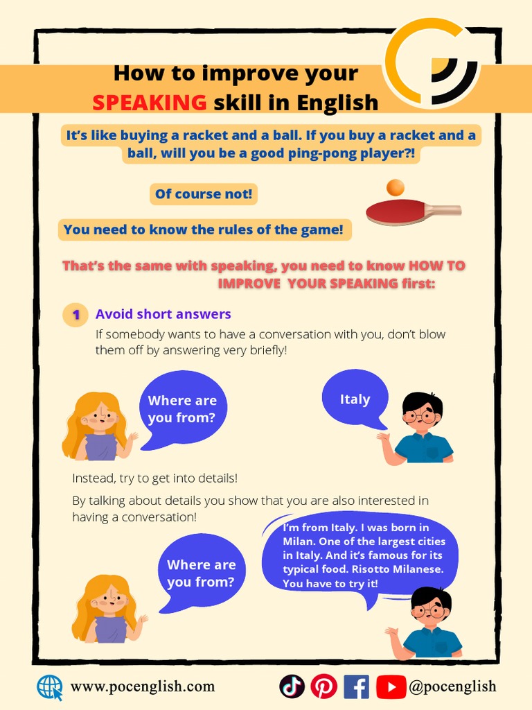 Speaking: How To Improve Your Skill in English | PDF