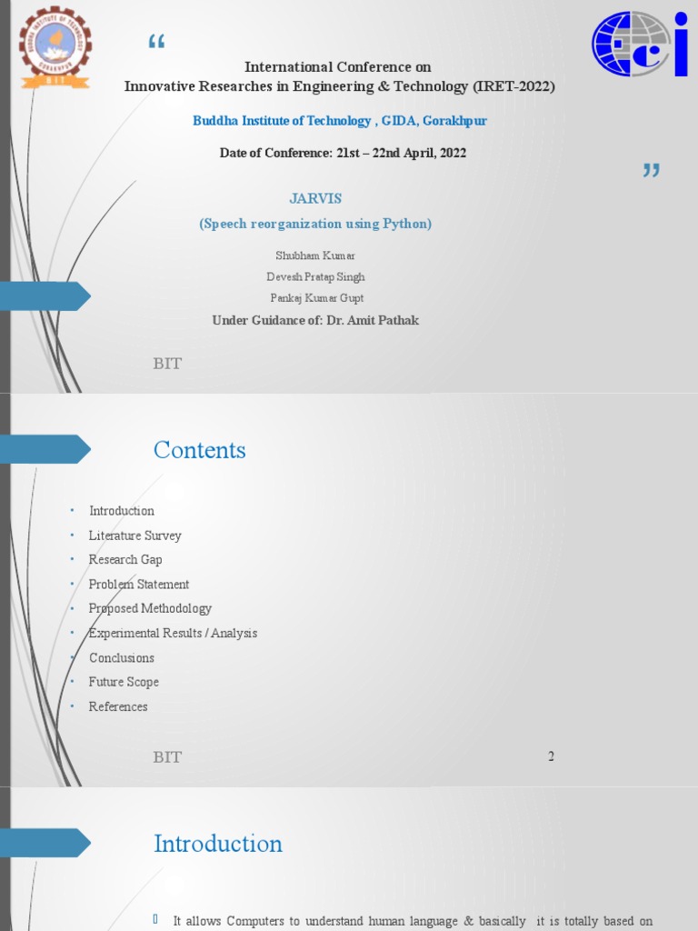 jarvis ppt | PDF | Speech Recognition | Artificial Intelligence