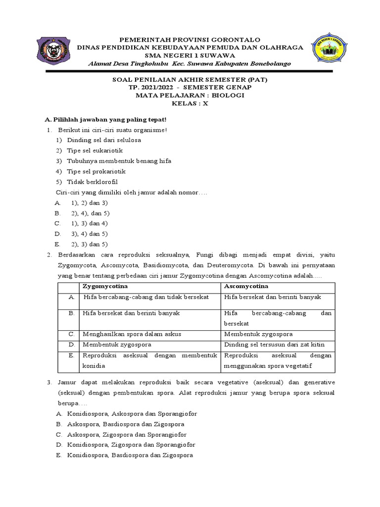 Soal Pat Biologi Kelas X-1 | PDF