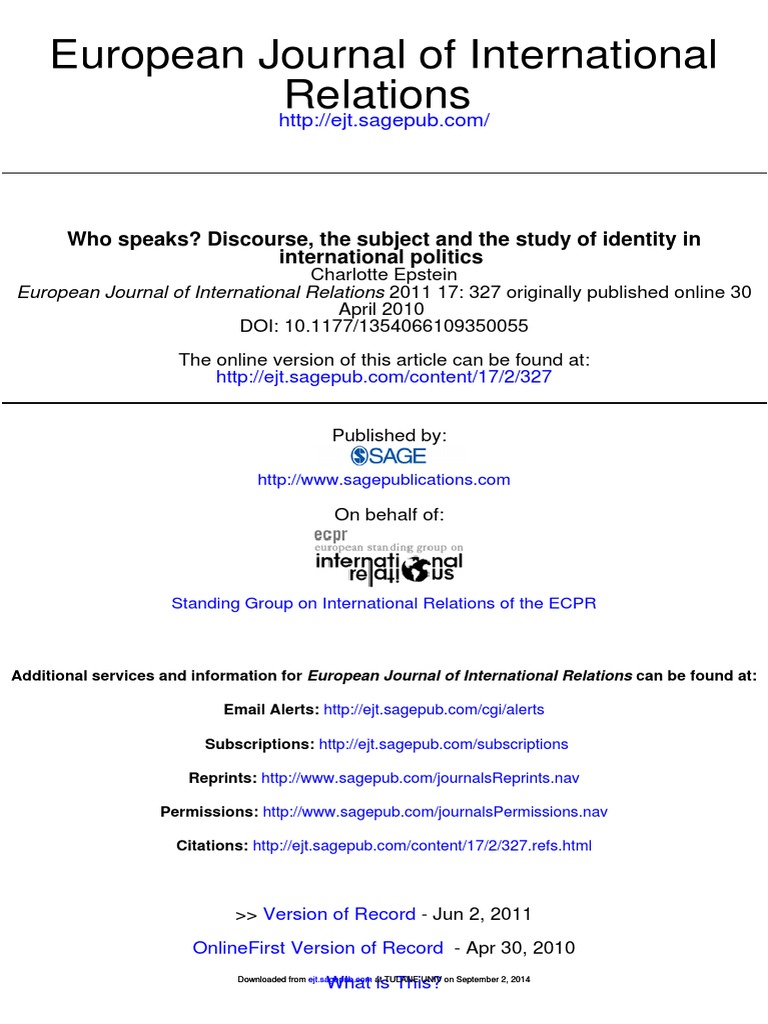 Epstein - Who Speaks - Discourse, The Subject and The Study of Identity ...