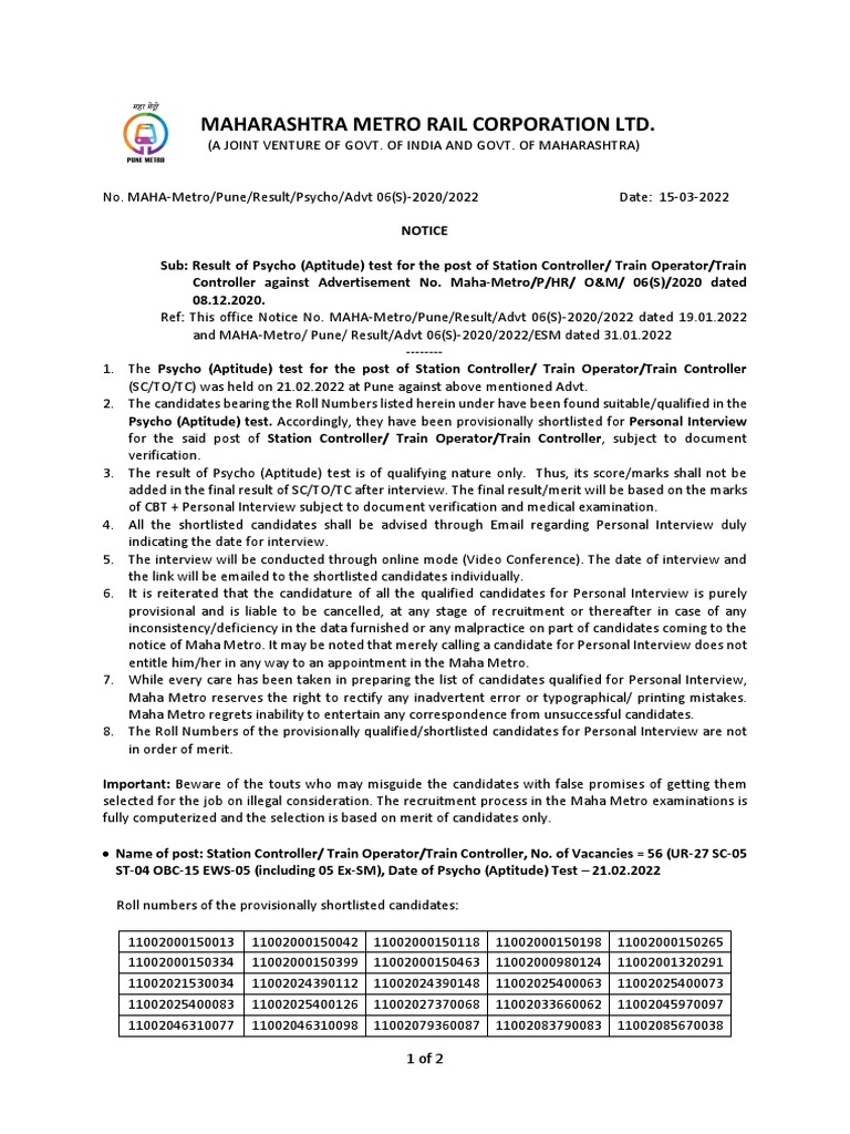 Result of Psycho Test 06S 20202022 | PDF | Justice | Crime & Violence