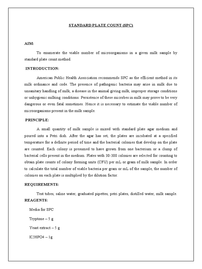 Standard Plate Count | PDF