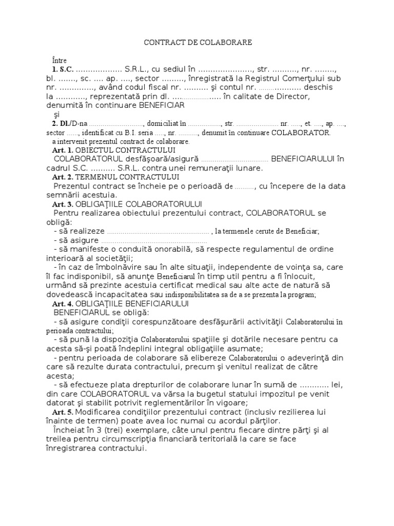 Contract de Colaborare SC To Pfa | PDF