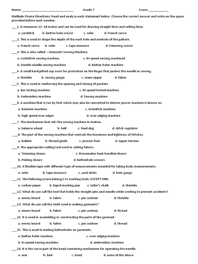 TLE 3RD Grading | PDF | Sewing Machine | Sewing