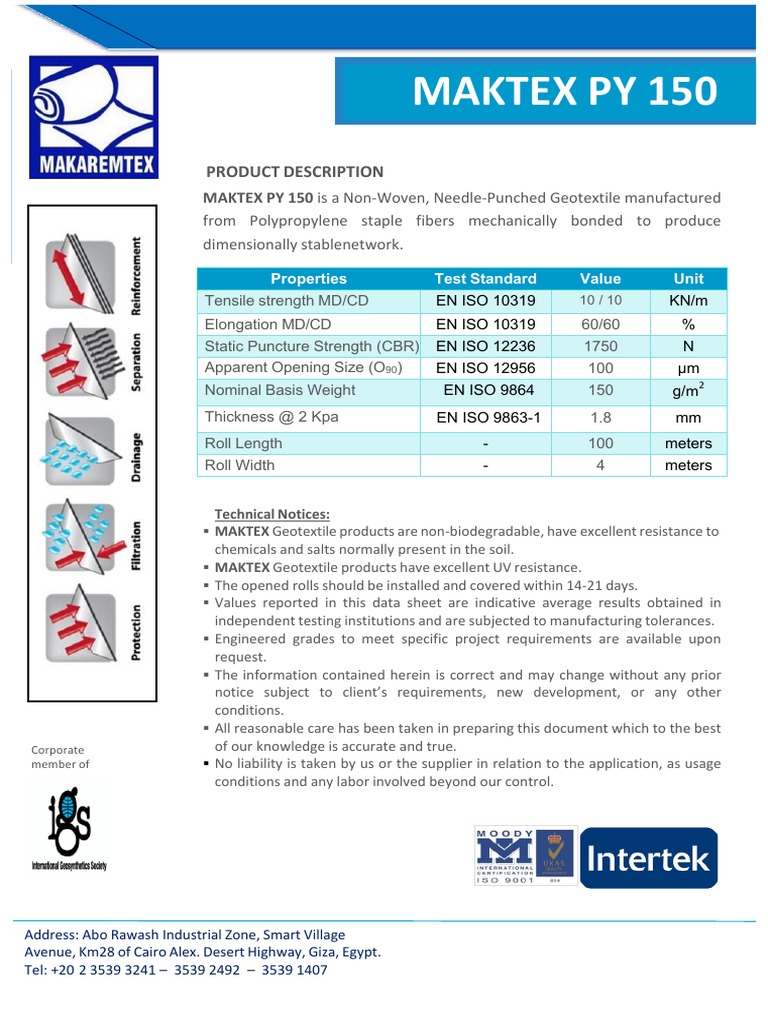 Maktex Py 150: Product Description | PDF | International Organization For Standardization ...