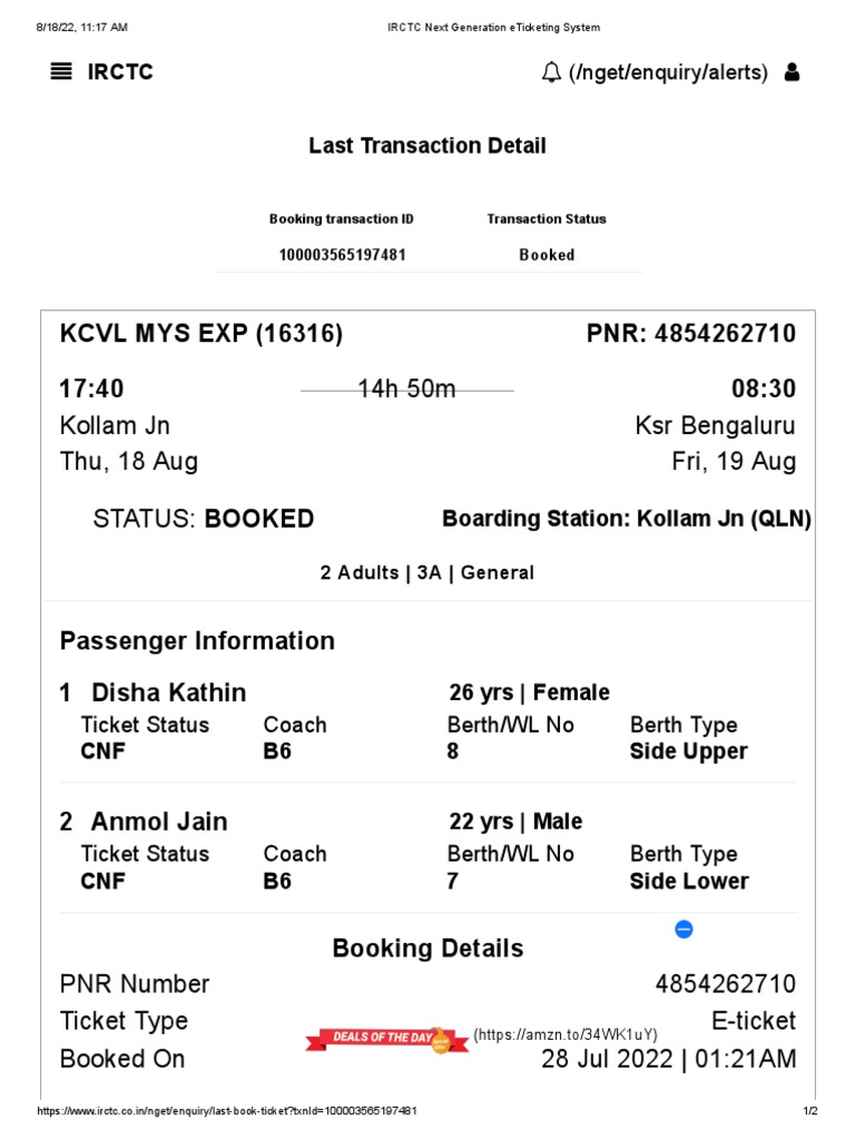 IRCTC Next Generation eTicket Details | PDF | Transport | Services ...