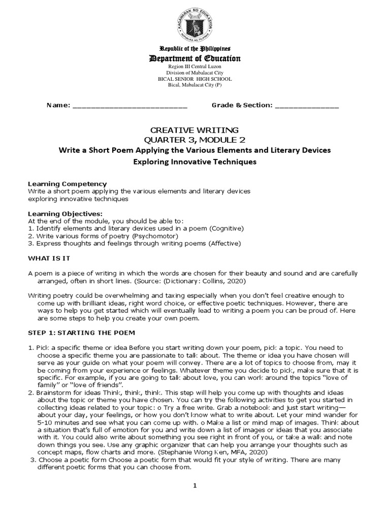 Writing a Poem: A Step-by-Step Guide | PDF | Poetry | Cognitive Science