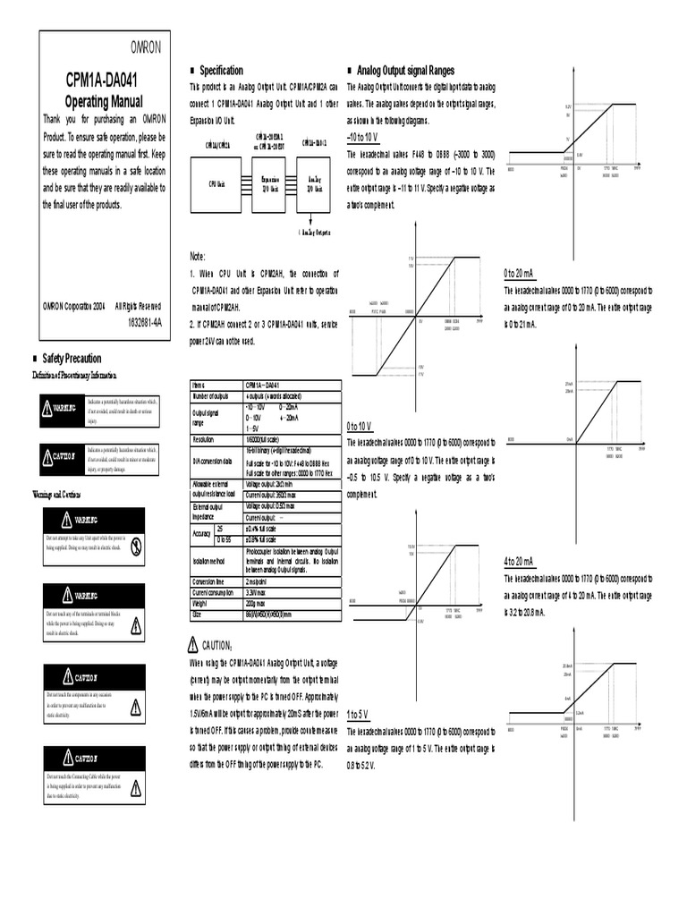 CPM1A-DA041 Datasheet English | PDF | Power Supply | Input/Output