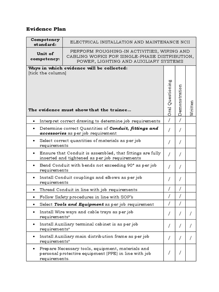 Evidence Plan Template | PDF | Electrical Wiring | Building Engineering