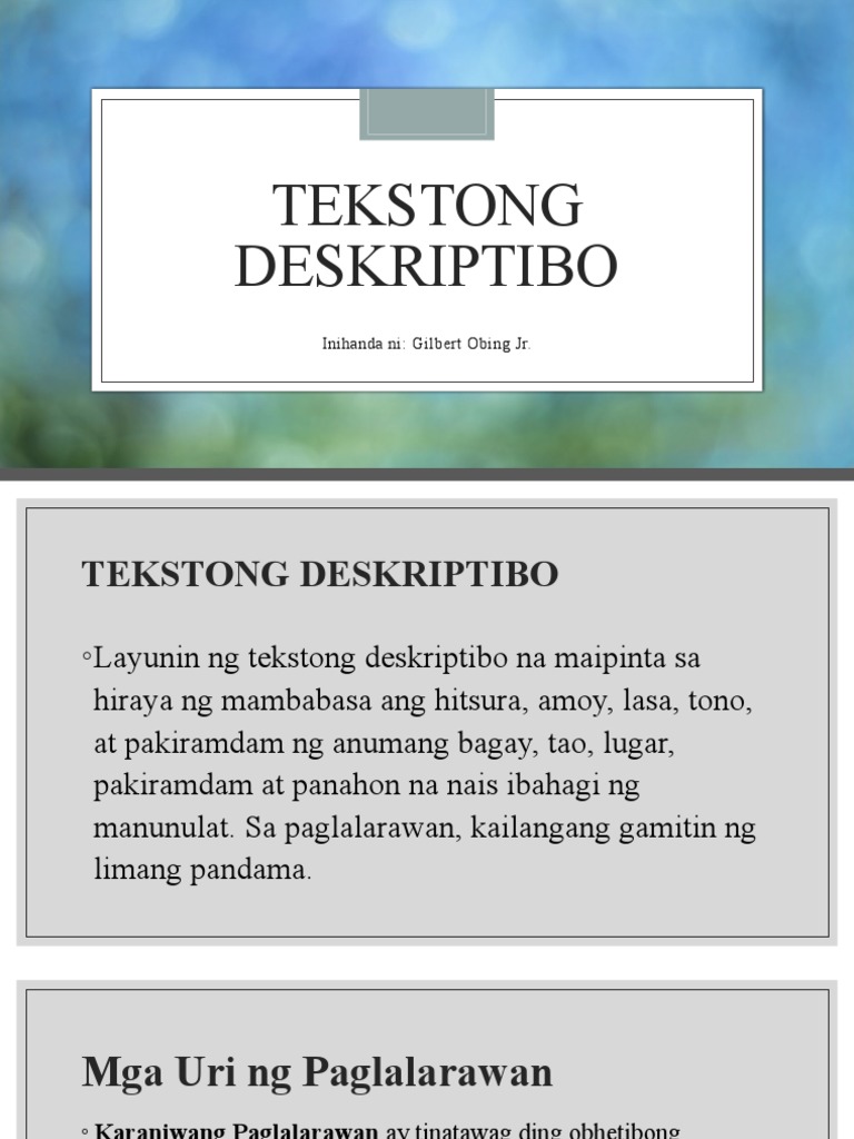 Tekstong Deskriptibo at Persuweysib | PDF