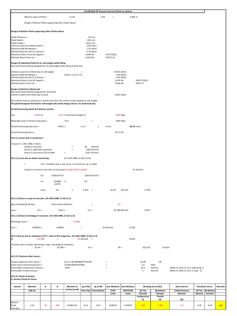 Plank Design | PDF | Strength Of Materials | Prestressed Concrete