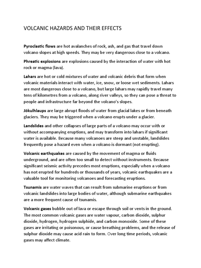 Volcanic Hazards and Their Effects | PDF | Volcano | Types Of Volcanic ...