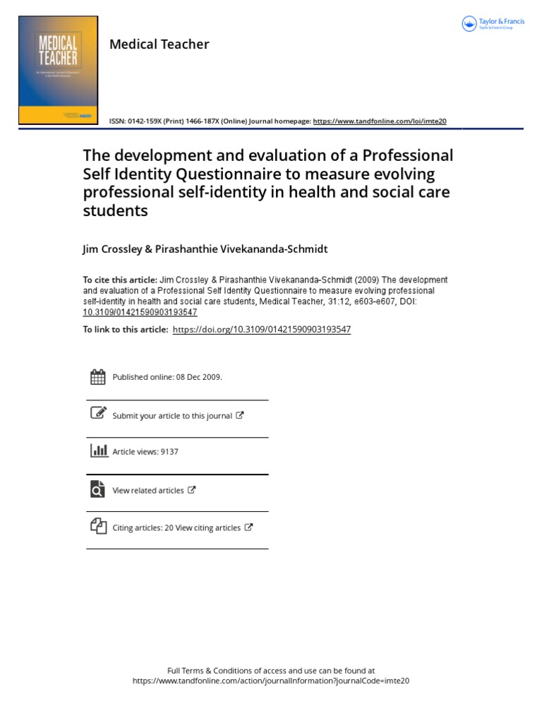 The Development and Evaluation of A Professional Self Identity ...