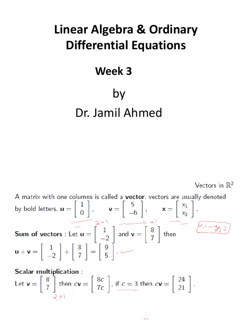 Linear Algebra & Ordinary Differential Equations: Week 3 | PDF