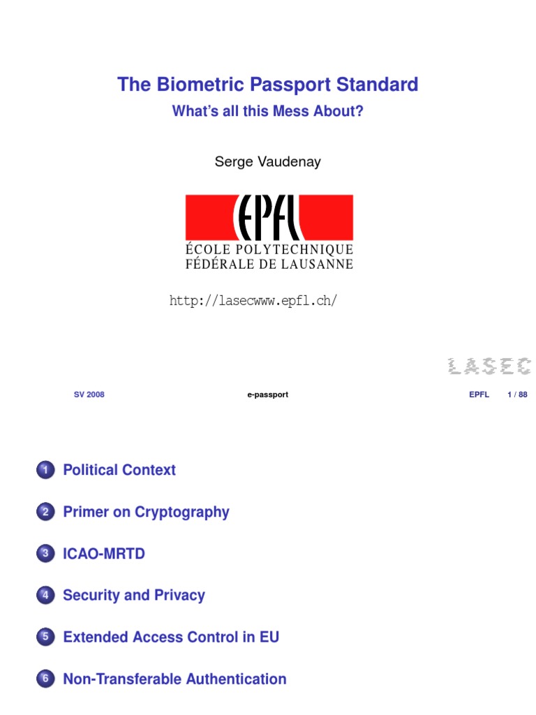 The Biometric Passport Standard - Mrtd-cs08prt | Download Free PDF | Key (Cryptography) | Public ...