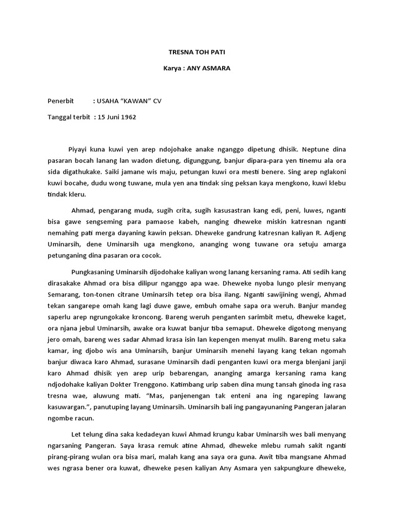 Tresna Toh Pati Karya: Any Asmara | PDF