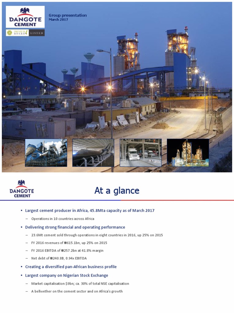 Dangote Cement Group Presentation March 2017 | PDF | Dividend | Cement