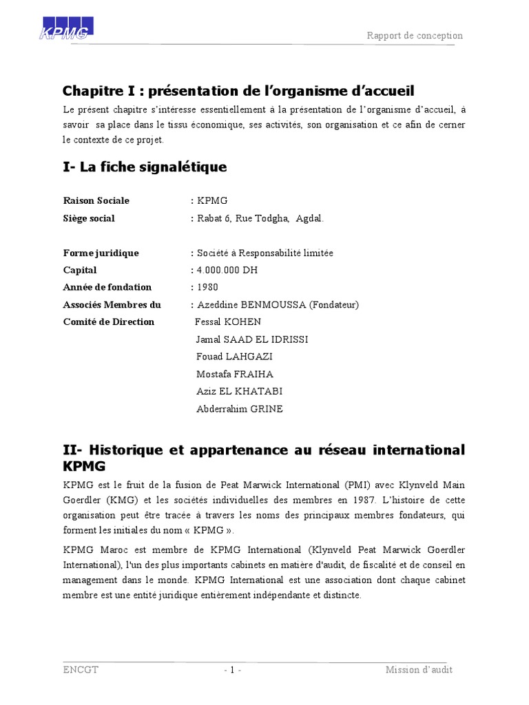 Présentation de KPMG Maroc et ses activités | PDF | Audit | Audit financier