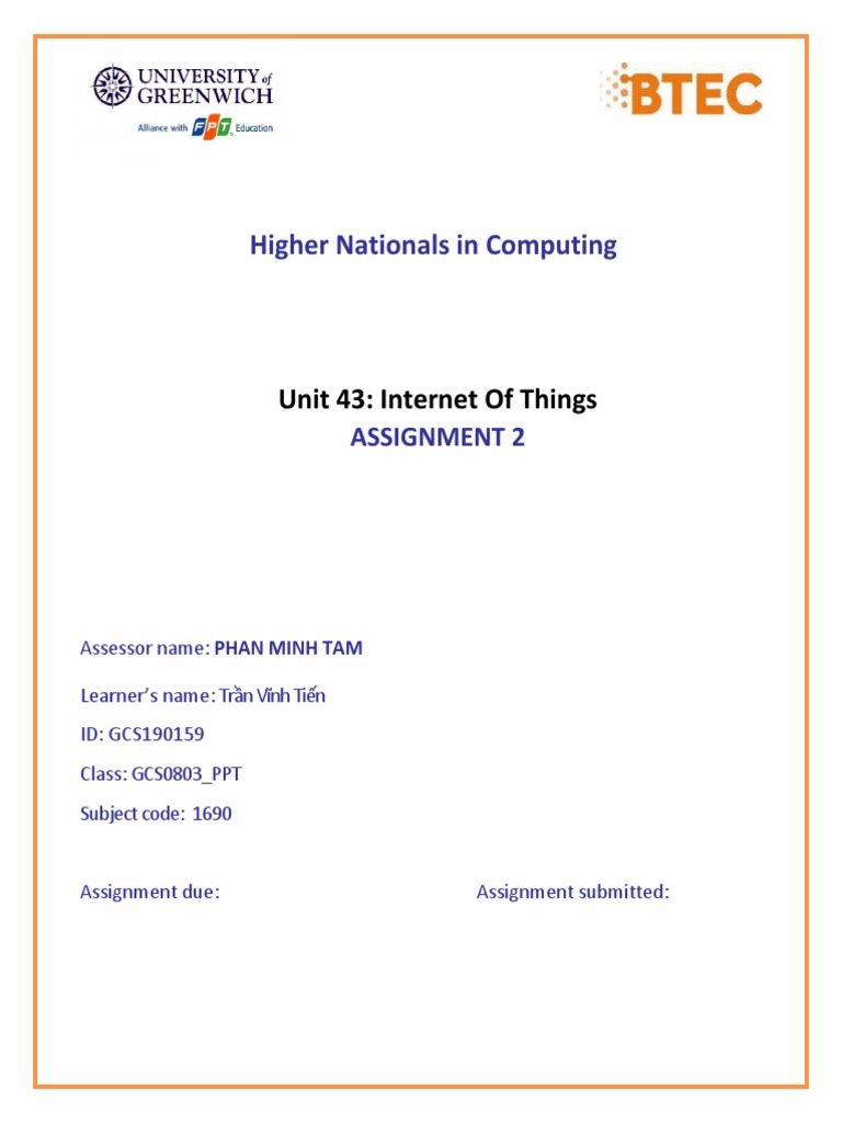 Higher Nationals in Computing: Unit 43: Internet of Things | Download Free PDF | Internet Of ...