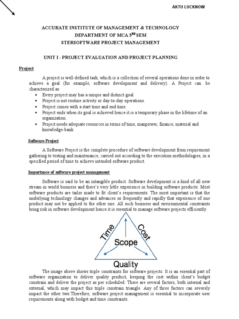 SPM Unit 1 Notes | PDF | Feasibility Study | Net Present Value